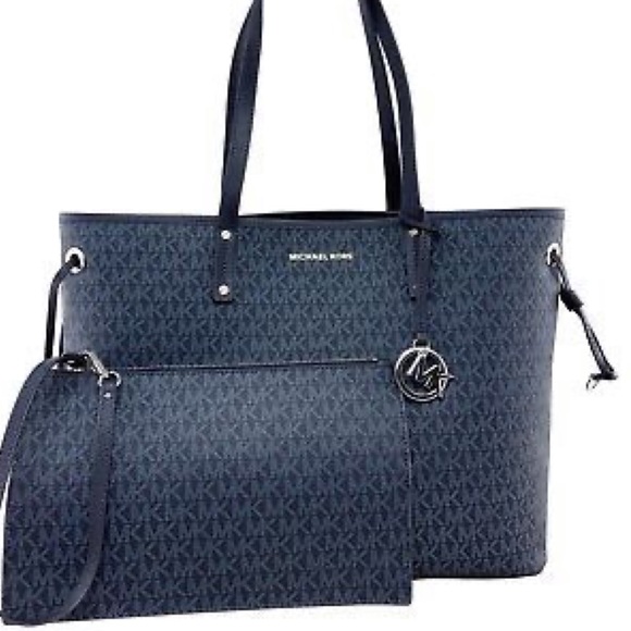MICHAEL Michael Kors | Bags | Nwt Blue Mk Large Jet Set Tote Drawstring ...